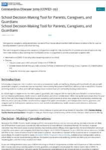 7-23-20 CDC School Decision-Making Tool for Parents, Caregivers, and ...