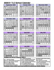 School Calendar-2020-2021 - TLC: Therapy & Learning Center